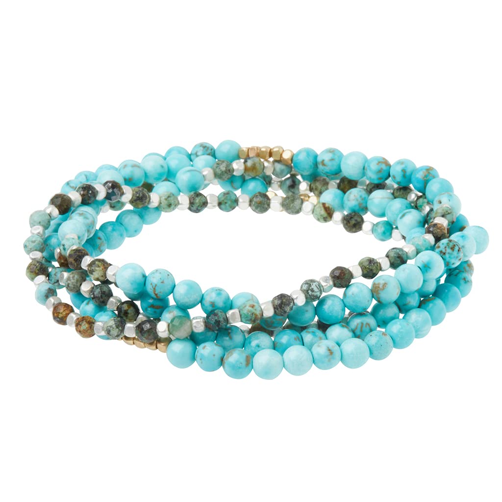 Scout Curated Wears - Women's Stone Duo Wrap Bracelet/Necklace/Pin - Turquoise & African Turquoise/Gold & Silver