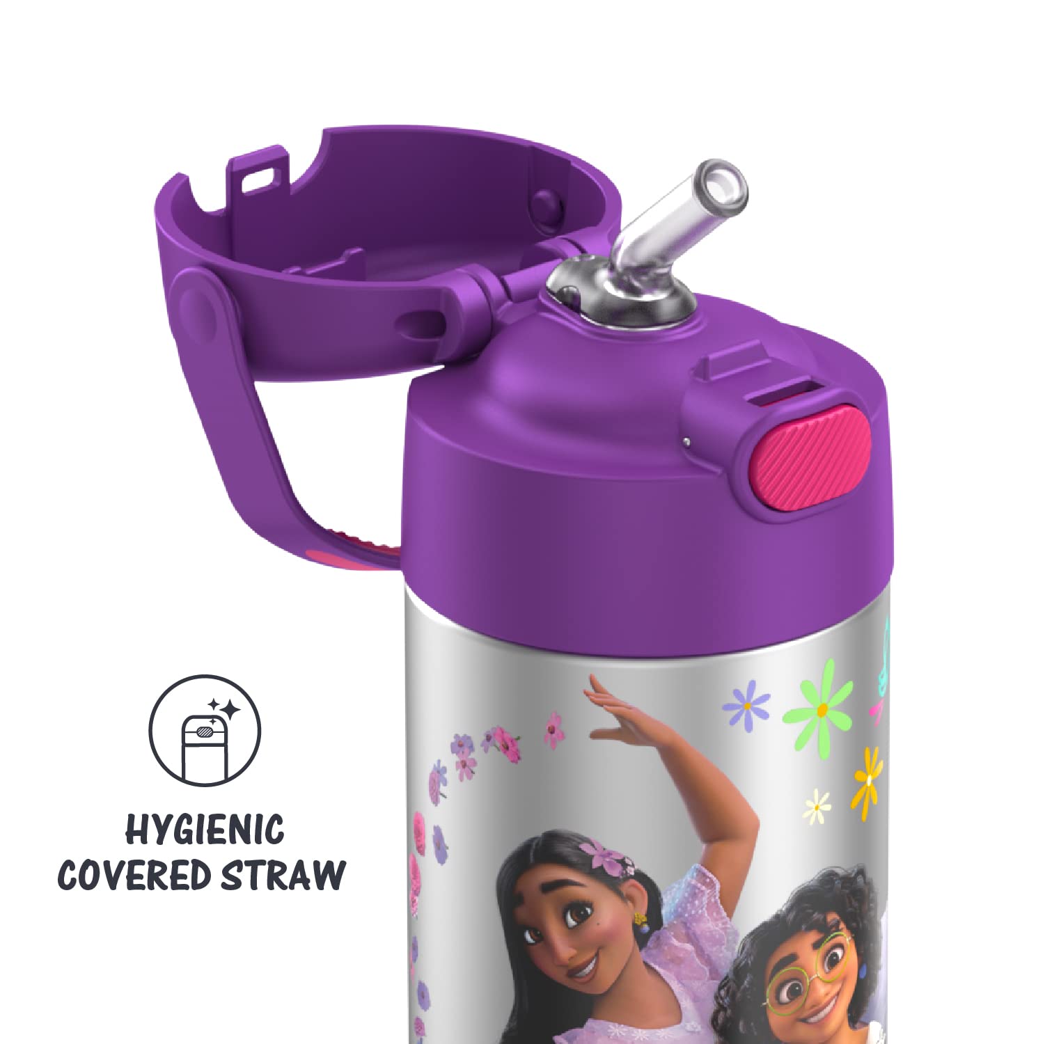 THERMOS FUNTAINER 12 Ounce Stainless Steel Vacuum Insulated Kids Straw Water Bottles | Encanto and Spider-Man
