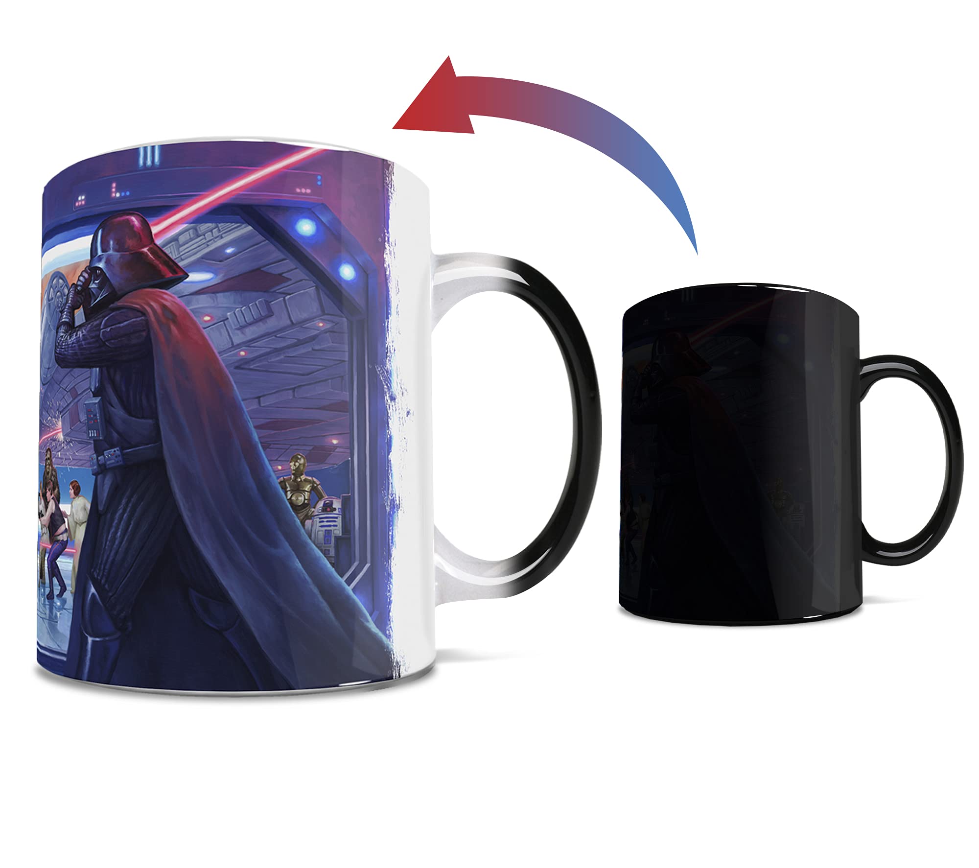 Morphing Mugs Star Wars – Obi Wan & Darth Vader – Obi Wan's Final Battle – Thomas Kinkade Studios - One 11 oz Color Changing Ceramic Mug – Image Revealed When HOT Liquid Is Added!