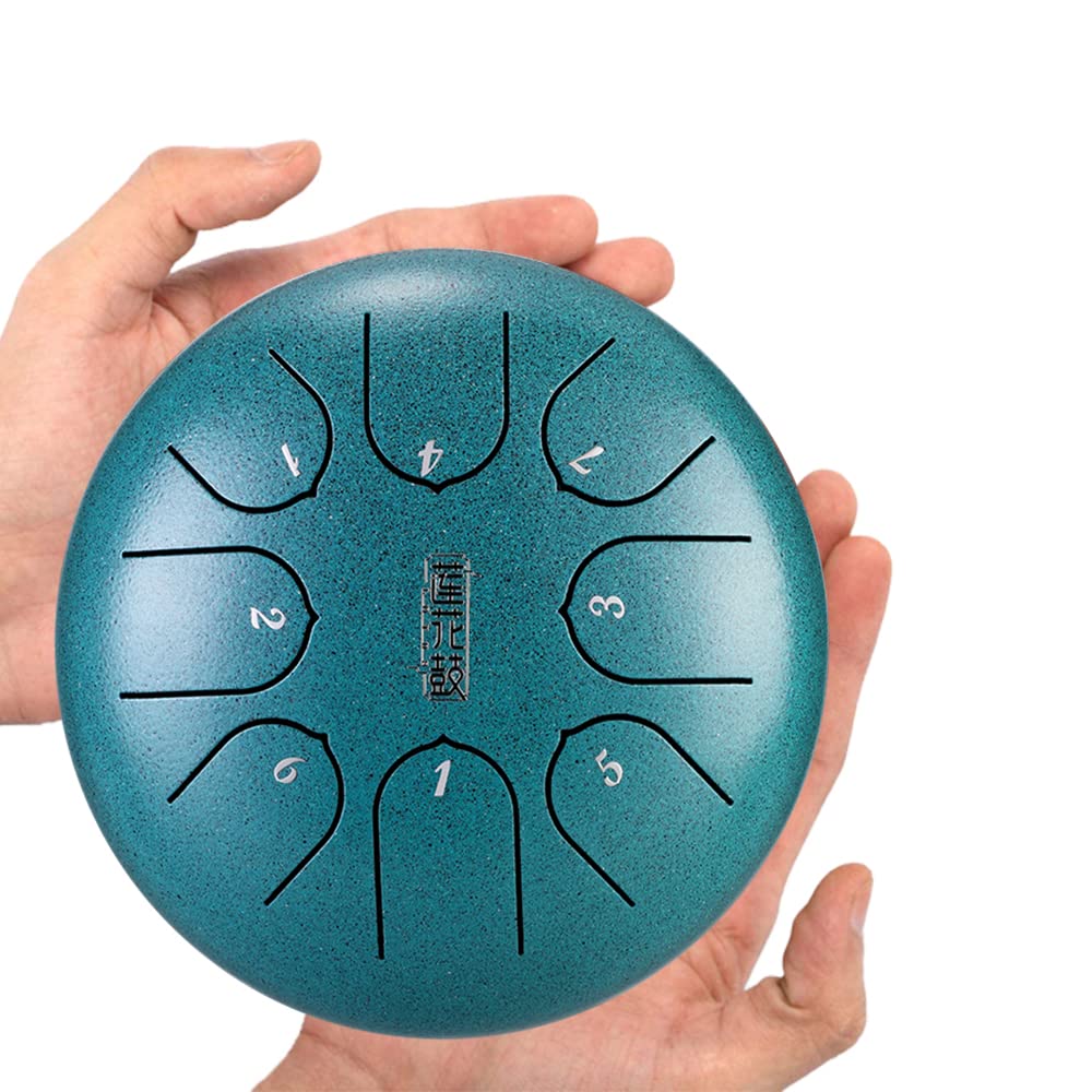 Steel Tongue Drum 6 Inch 8 Note,Ethereal Drum Panda Drum,Class D Ethereal Drum,Applicable to Music Education,Mind Healing, Yoga Meditation (Malachite)