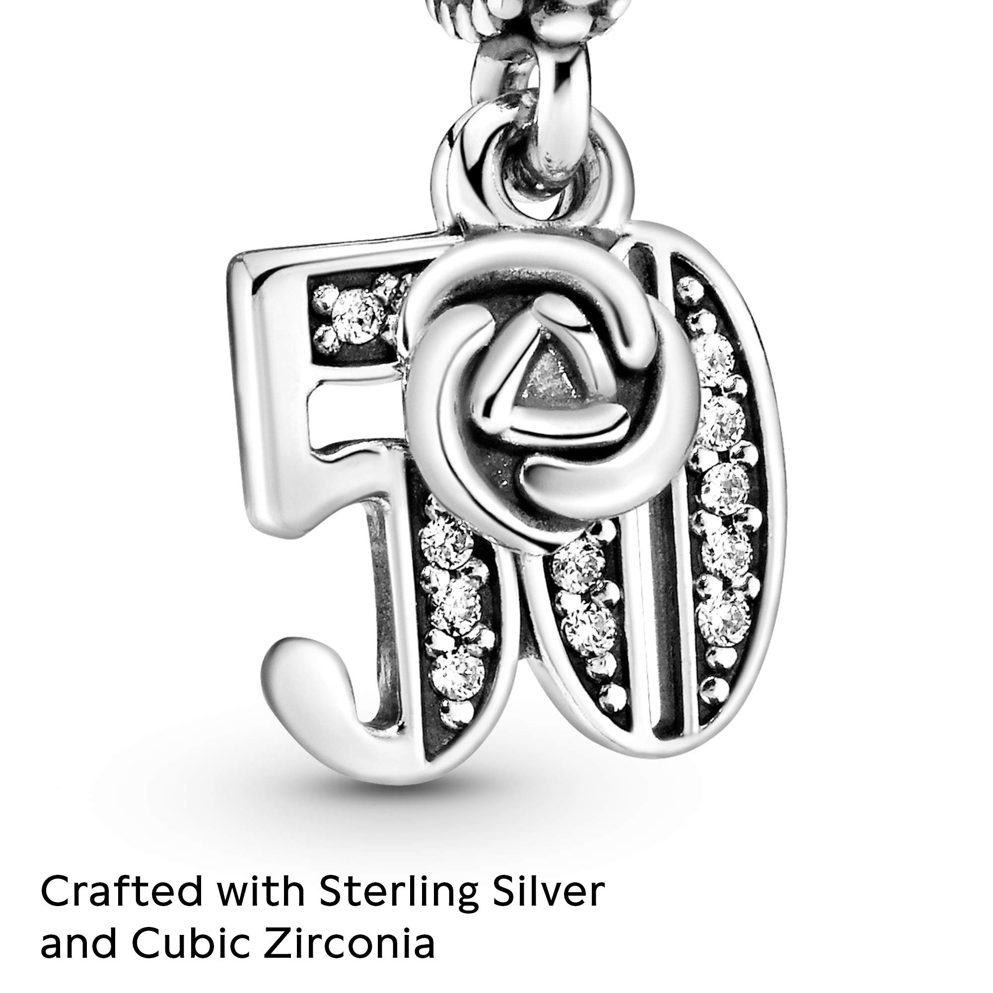 Pandora Jewelry 50 Years of Love Cubic Zirconia Charm in Sterling Silver, No Box