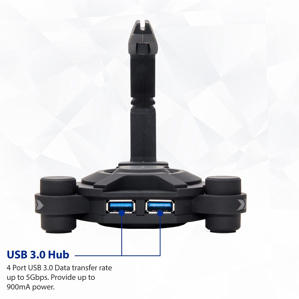 Narfi Gaming Mouse Bungee Stand - Blue LED - 4 Port USB 3.0 Hub with Active Power - AC 5V Power Adapter Is Included - PC; Mac; Linux