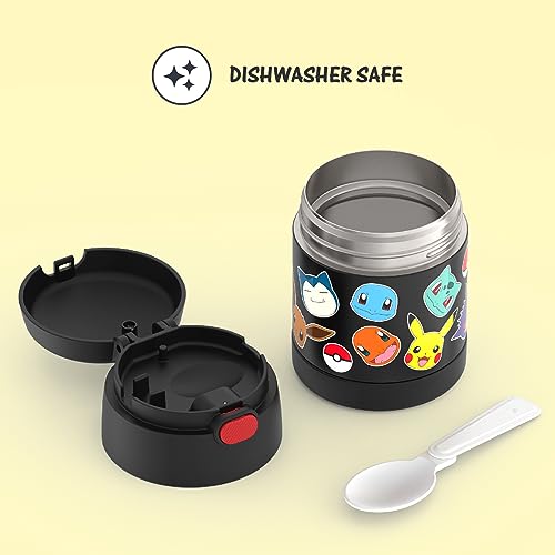 THERMOS FUNTAINER 10 Ounce Stainless Steel Vacuum Insulated Kids Food Jar with Spoon, Pokemon