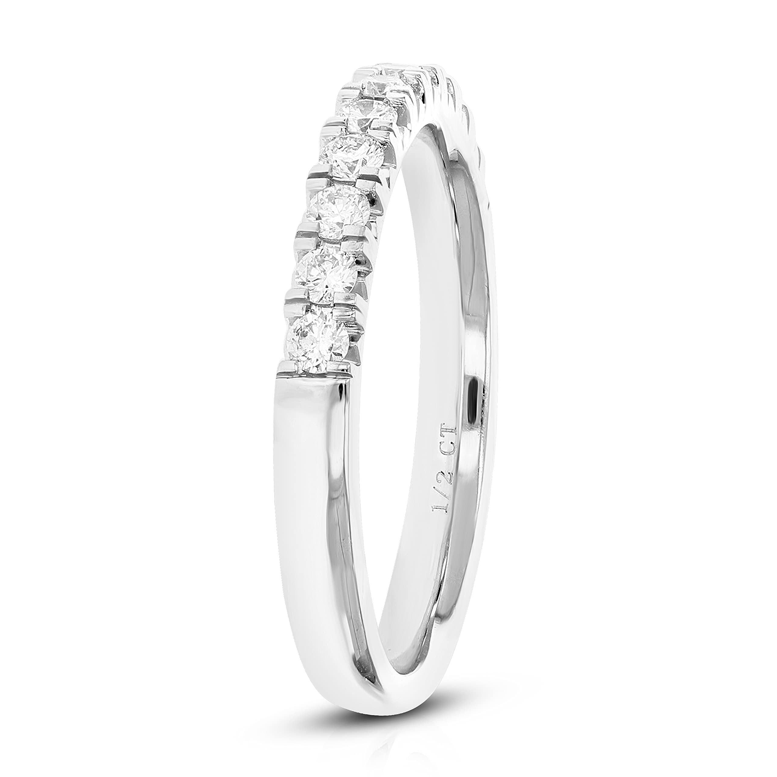 Vir Jewels 1/2 cttw Lab Grown Diamond Wedding Band for Women Round Cut in .925 Sterling Silver Prong Set Size 7