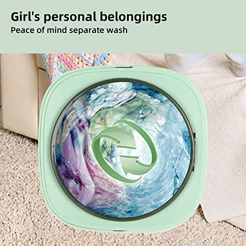 Portable Washing Machine, 6.5L 3-Speed Adjustment Mini Foldable Washer with Drain Basket USB Compact Outdoor Washing Machine for Underwear, Sock, Suitable for Travel, Camping,Apartments（Green)
