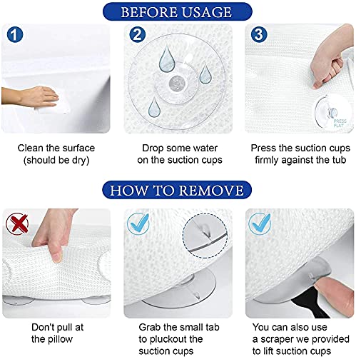 OMYSTYLE Bath Pillow for Tub, Bathtub Pillows with Soft 5D Air Mesh & 5 Large Suction Cups, Quick Dry Spa Bath Pillow for Neck, Head, Shoulder and Back Support - Soft, Non-Slip, Extra Thick