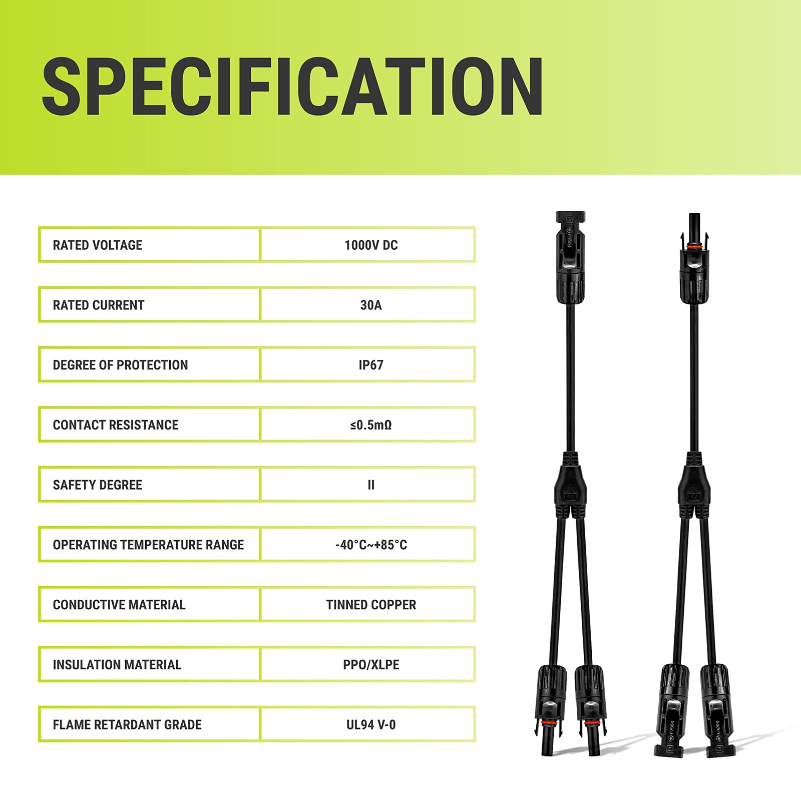 Newpowa Solar Branch Connector 2 to 1 Y Cable Adaptor Connector Kit for Solar Panel Plug&Play (M/FF and F/MM)