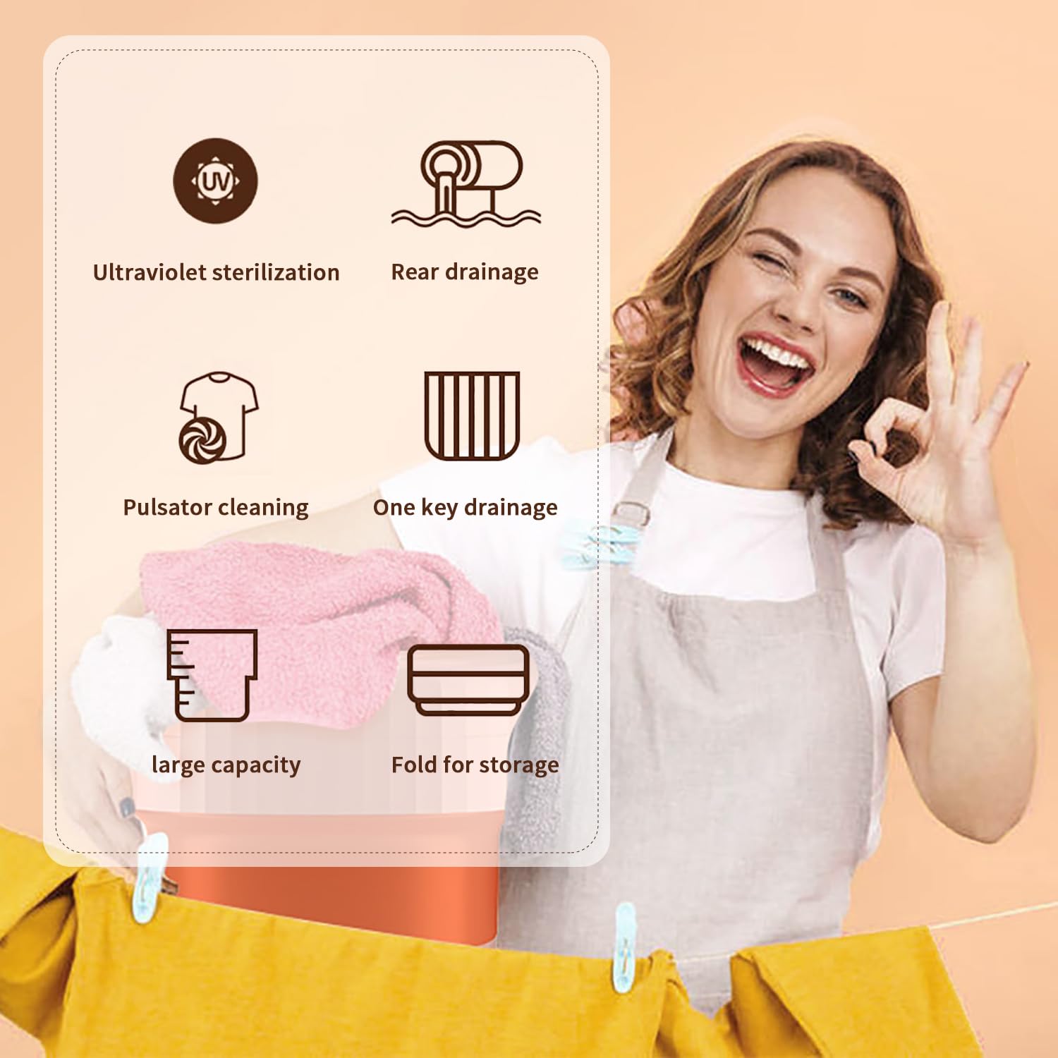 Portable Washing Machine,Foldable Mini Washing Machine - Washing Machine for Baby Clothes, Underwear or Small Items,Camping, RV, Travel, Underwear, Socks and Easy to Carry (ABS-Green)