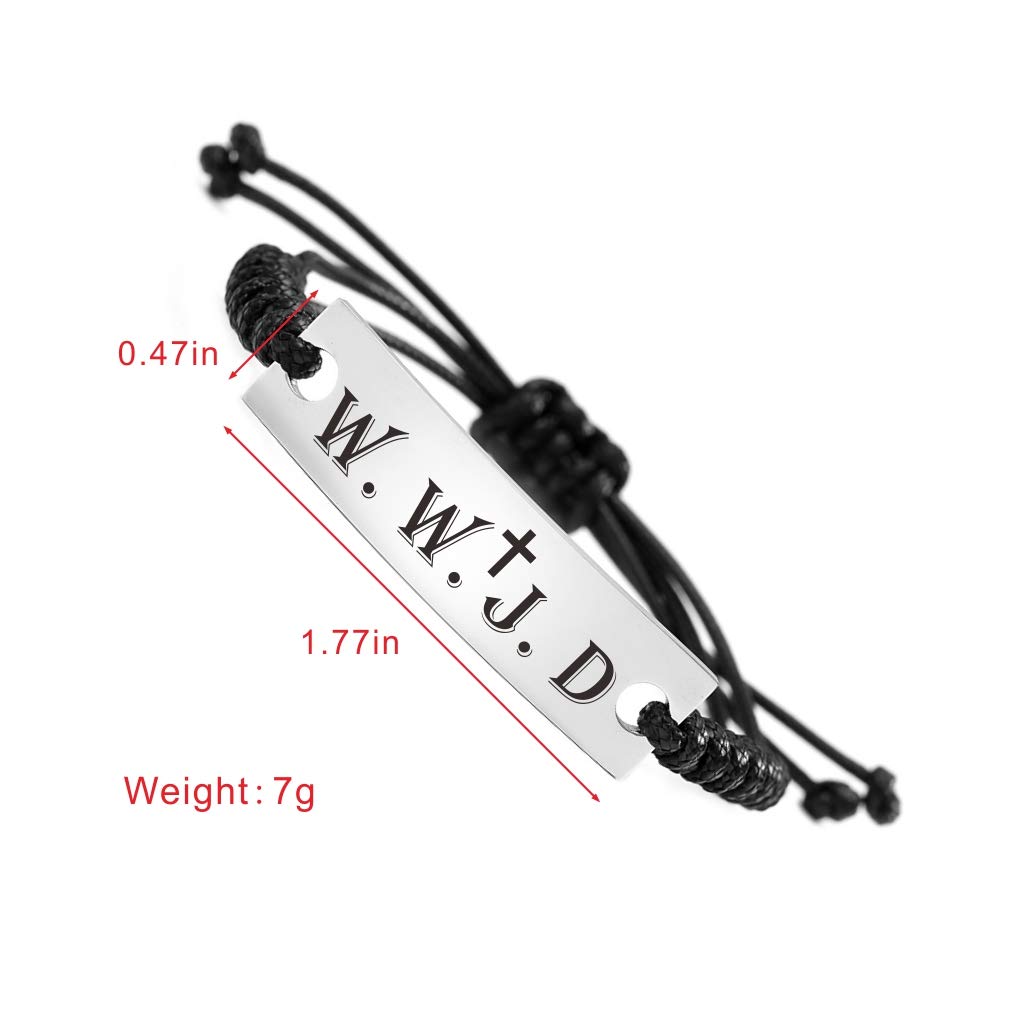 SOUSYOKYO WWJD bracelet What Would Jesus Do Christian Rope ID Jewelry Stainless Steel Gifts