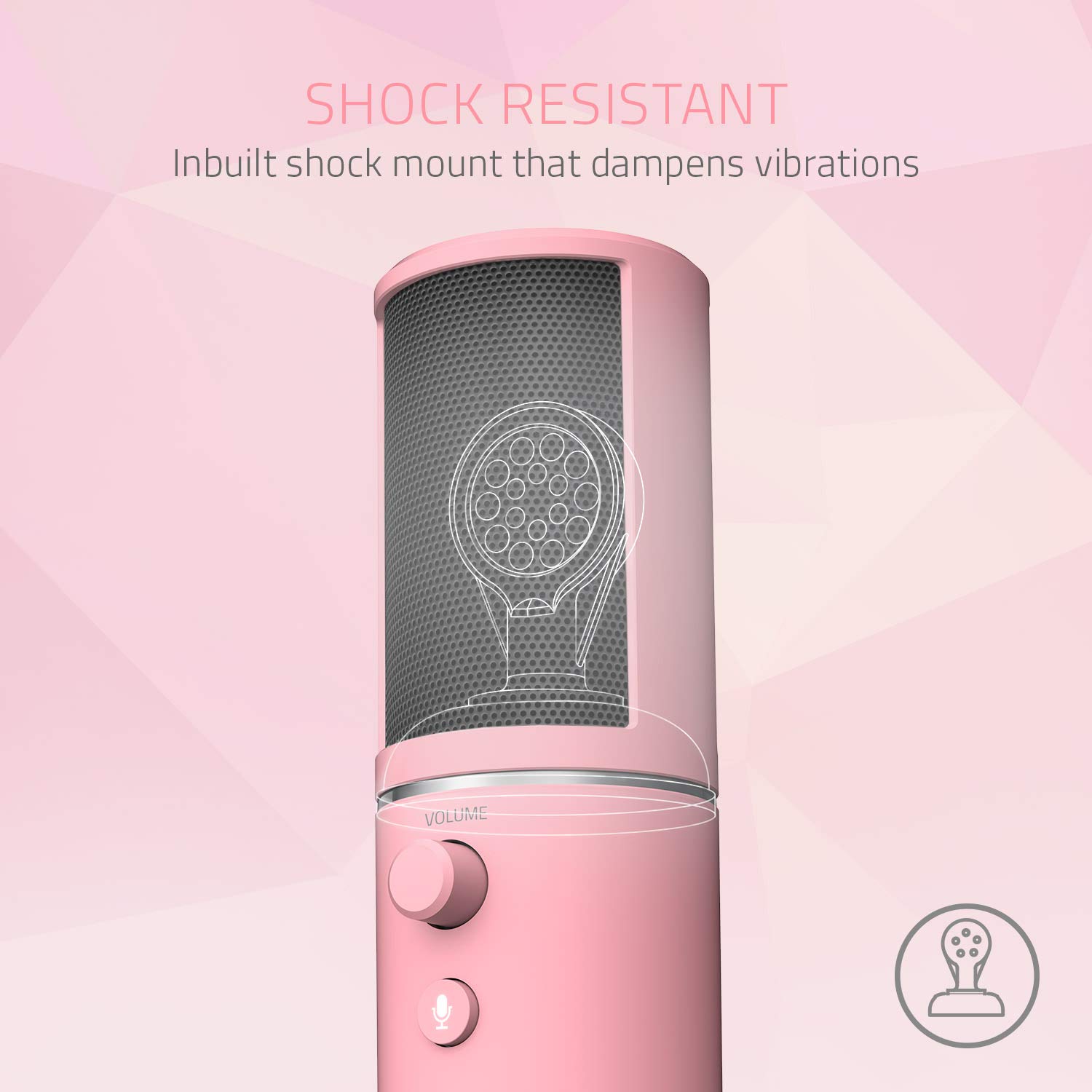 Razer Seiren X USB Streaming Microphone: Professional Grade - Built-in Shock Mount - Supercardiod Pick-Up Pattern - Anodized Aluminum - Quartz Pink