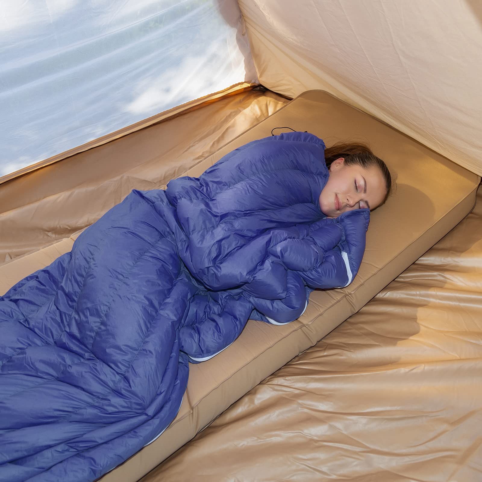 Winsper Ultralight Goose Down Sleeping Bag, 800 Fill Power Lightweight Down Backpack Envelope Sleeping Bag for Hiking Camping - 1.73lb Large, Navy Blue