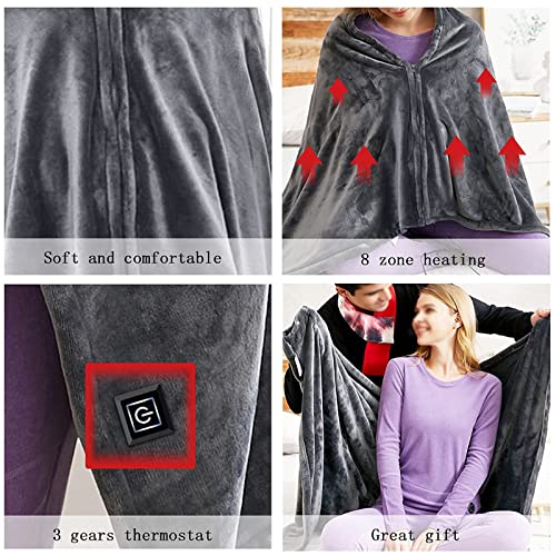 Sywlwxkq Heating Pad Blanket Portable, with Heating Settings and Auto Shutoff Electric Lap Blanket Throw, for Car Office Home Chair Grey Blanket Electric