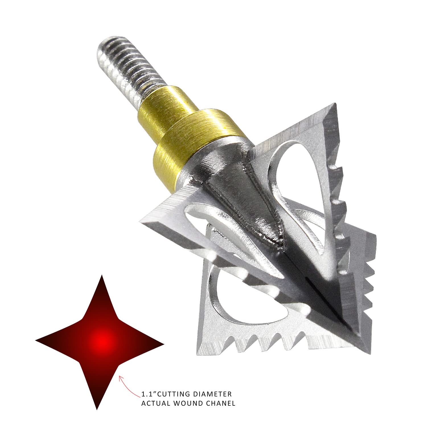 Wisdom Broadheads Fixed Blade One-Piece 100/125 Grain. 1inch Cut Hunting Crossbow Broad Head Archery Arrow Tip 3Pack (WBCK-100/125 3PK)