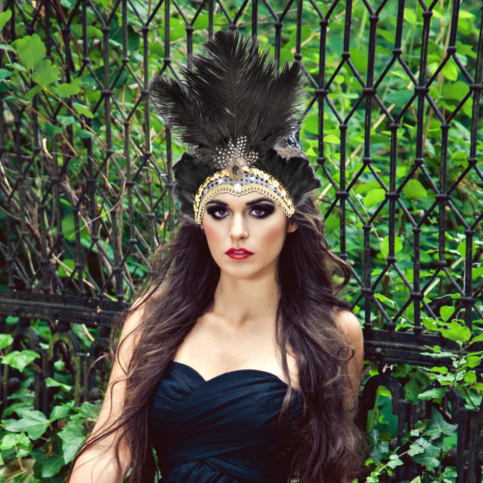 Stegosaurus Carnival Feather Headpiece Showgirl Headband Mardi Gras Headpiece for Venice Hawaii Halloween