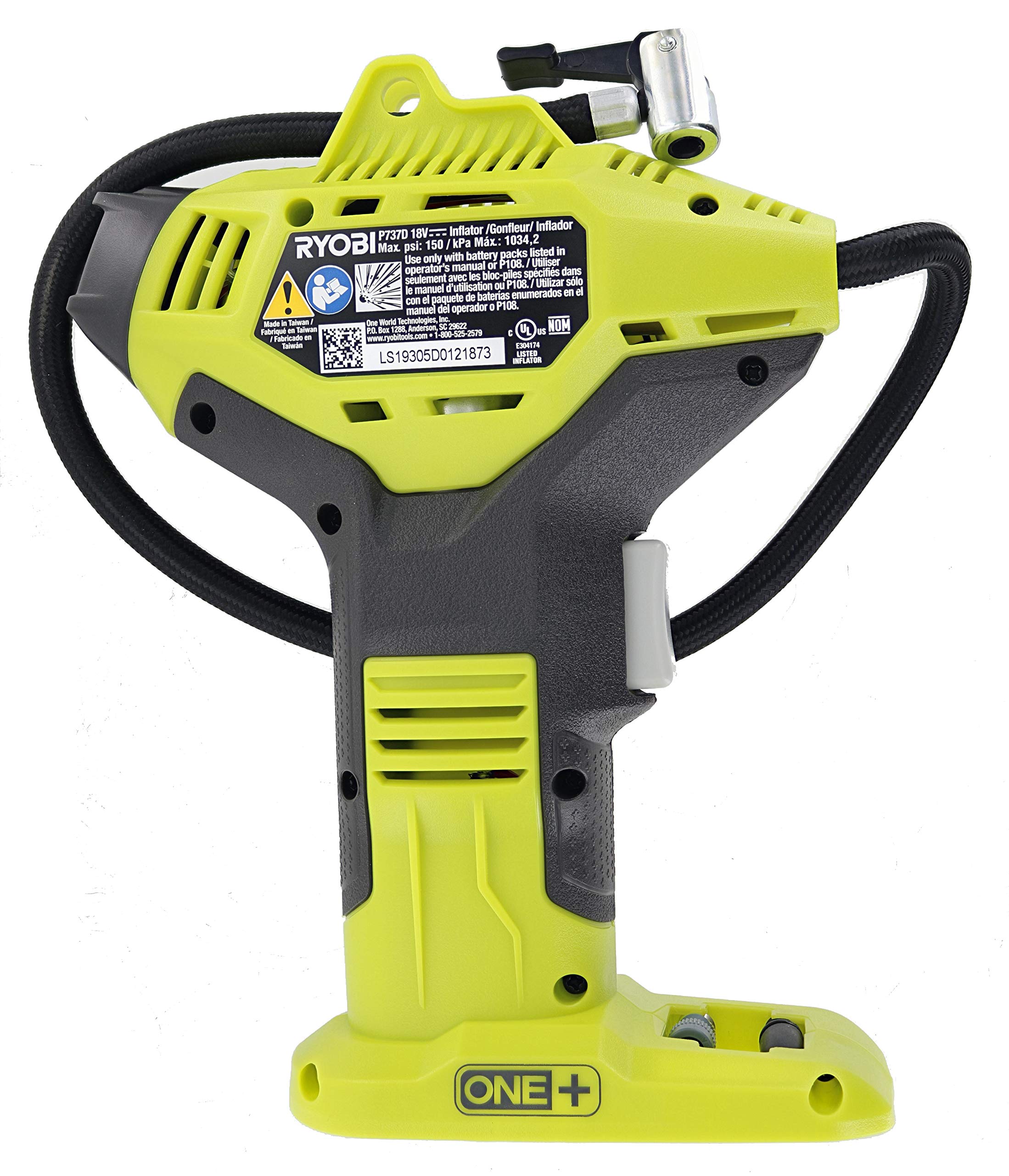 Portable Power Inflator for Tires [New Digital Gauge] [18-Volt] [Cordless] [ONE+ Battery System] [P737D] (Battery Not Included, Power Tool Only)