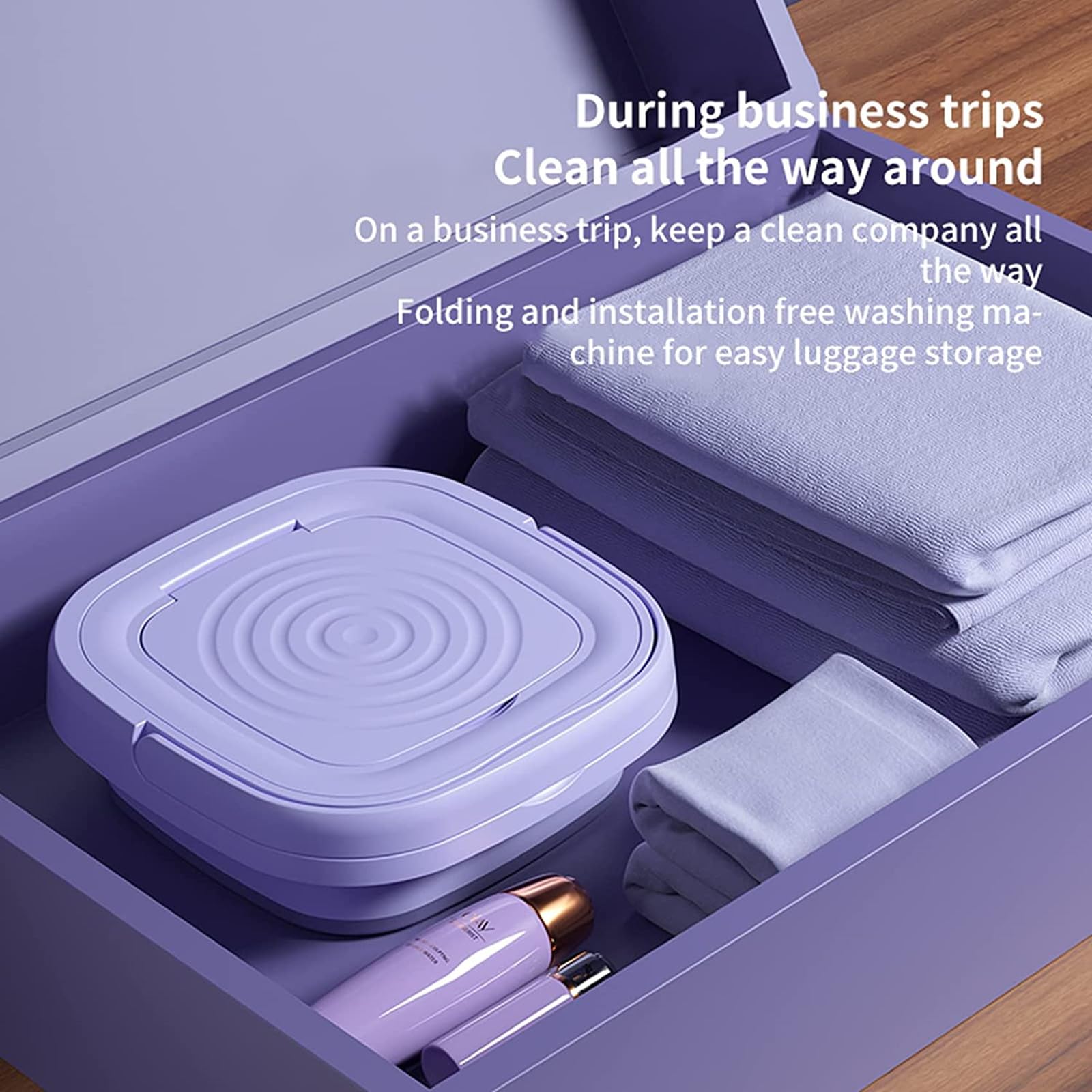 Portable Washing Machine,High Capacity Mini Washer with 3 Modes,Foldable Deep Cleaning Half Automatic Washt Suitable for Washing Small Pieces of Clothing, Baby Clothes,Underwear,Socks(Purple)