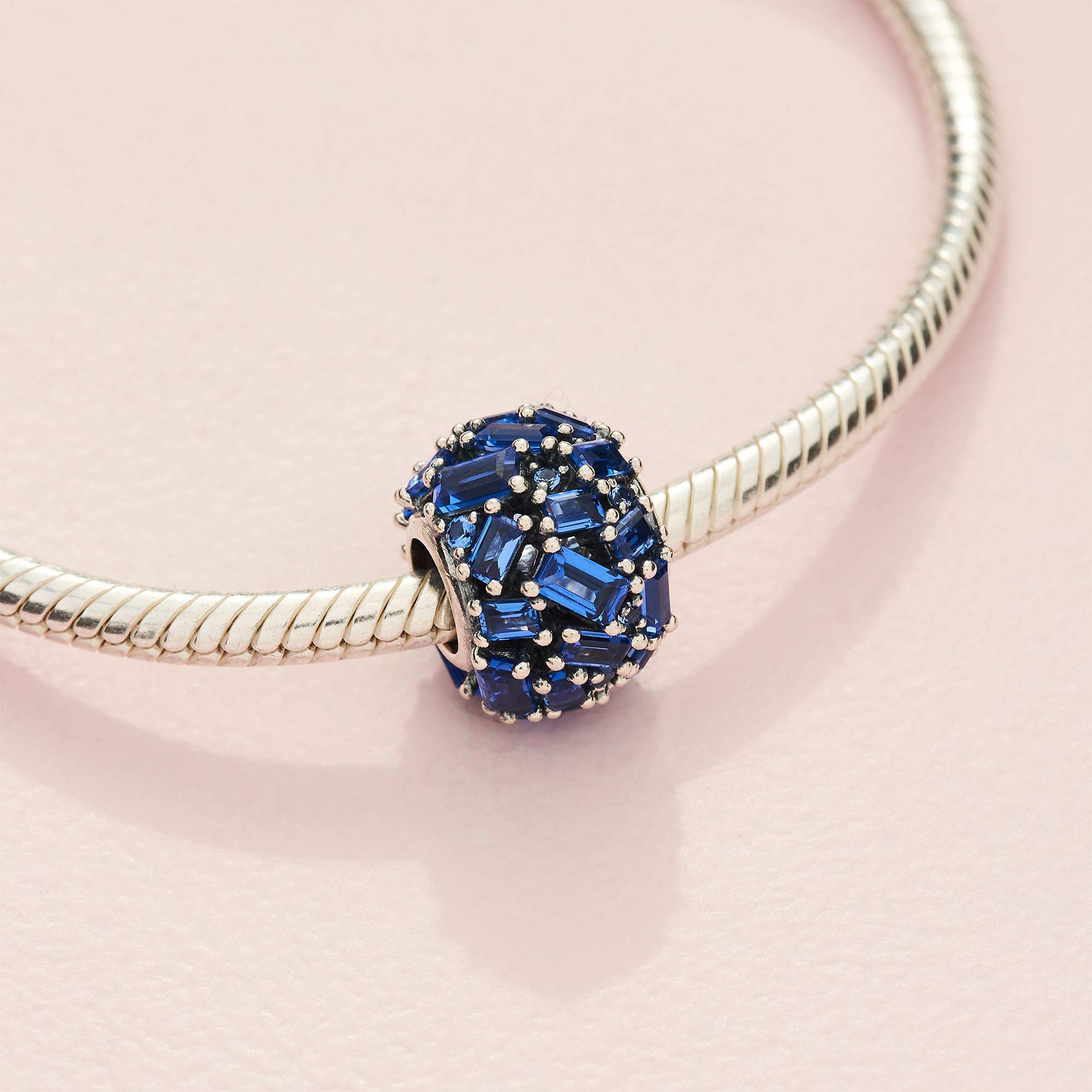 Pandora Jewelry Blue Ice Cube Crystal Charm in Sterling Silver
