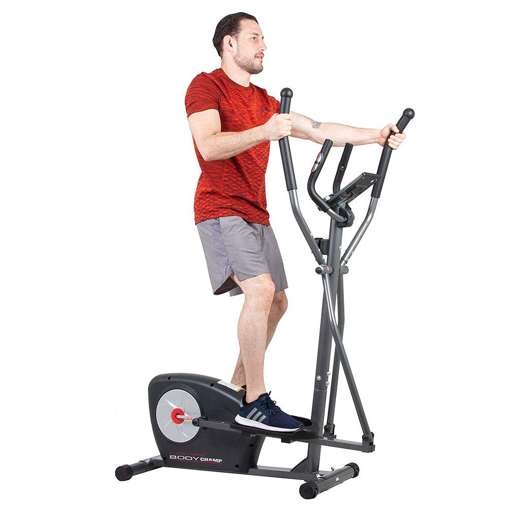 New Elliptical Machine Trainer Magnetic Smooth Quiet Driven with LCD Media Holder Monitor and Pulse Rate Grips BR2117