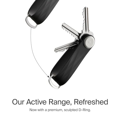 Orbitkey Original Active Rubber Key Organizer | Weather Resistant, Stainless Steel Locking Mechanism, Slim & Quiet Profile | Holds up to 7 Keys, Jet Black