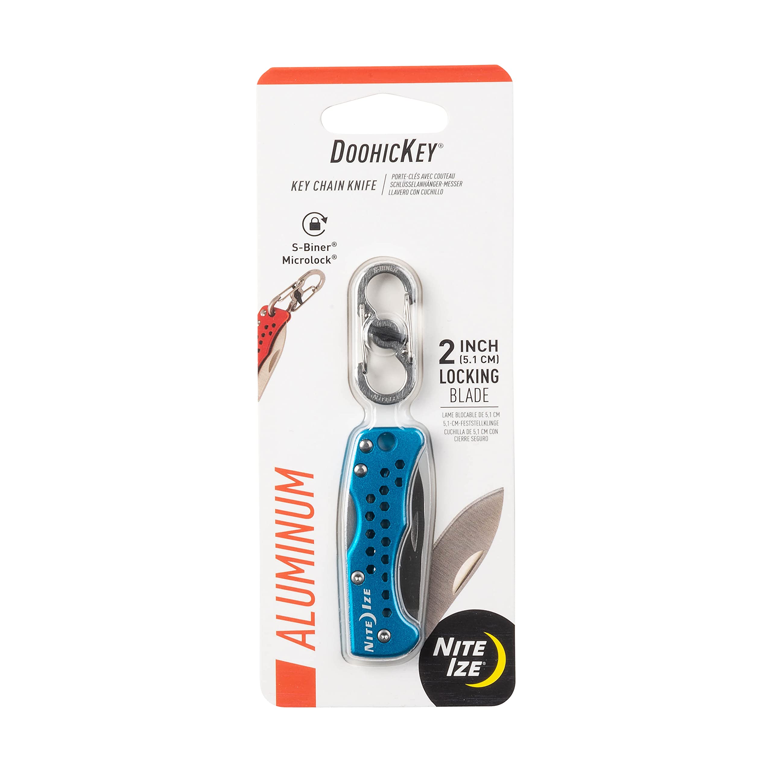 Nite Ize DoohicKey Keychain Knife, Folding Pocket Knife for Keychain, Orange,2 inch