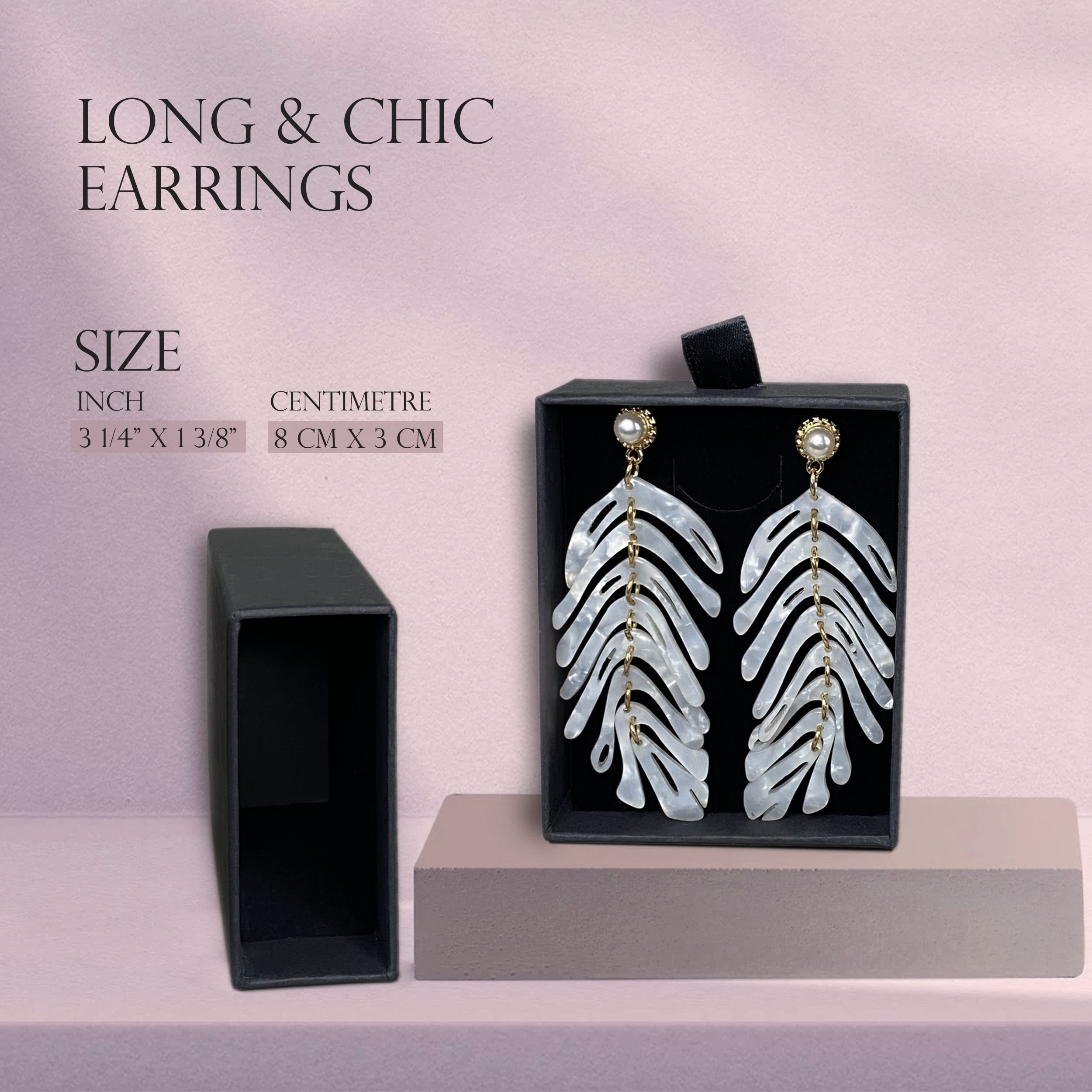 White Earrings for Women - Large and Lightweight Bohemian Statement Dangle Earring Posts for Teen Girls - Pretty for Spring