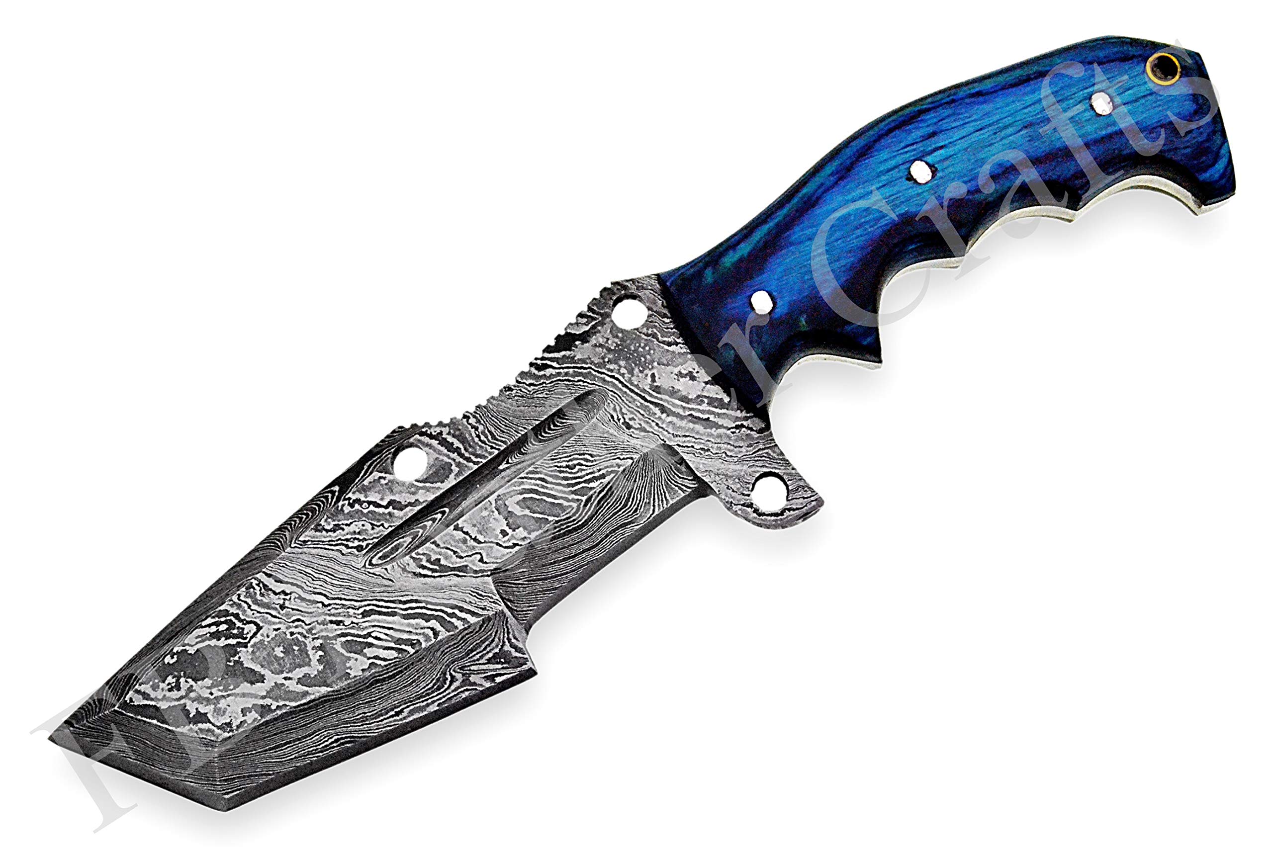 Tactical Combat Custom Made Damascus Steel Hunting Knife/Tracker Knife FBK-15315 Blue (Blue Wood)