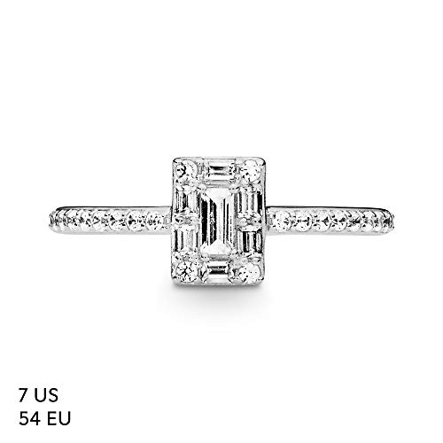 Pandora Jewelry Sparkling Square Halo Cubic Zirconia Ring in Sterling Silver, Size 7