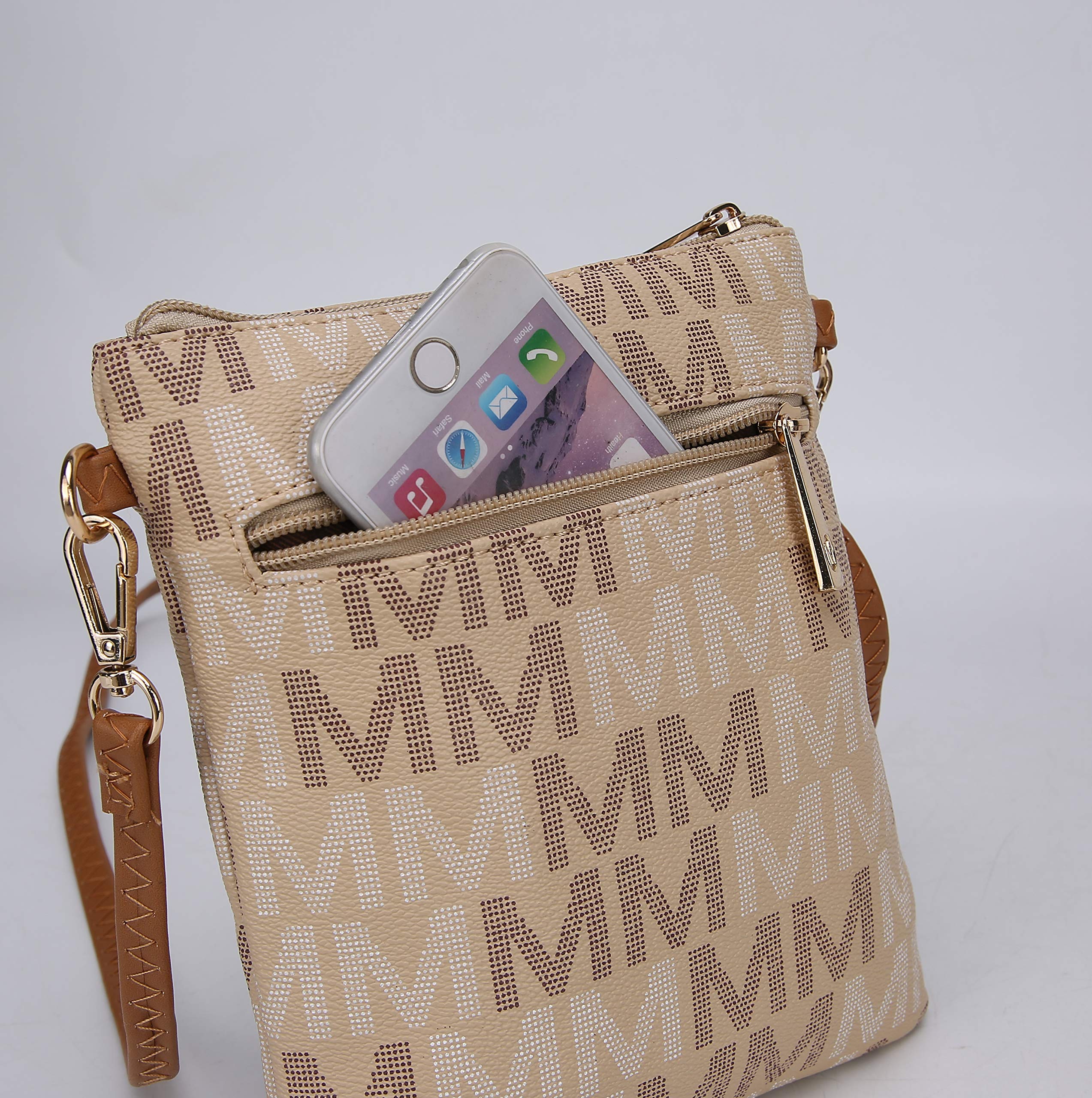 MKF Crossbody Bags for Women, Wristlet Strap β PU Leather Shoulder Handbag β Small Crossover Messenger Purse, Black
