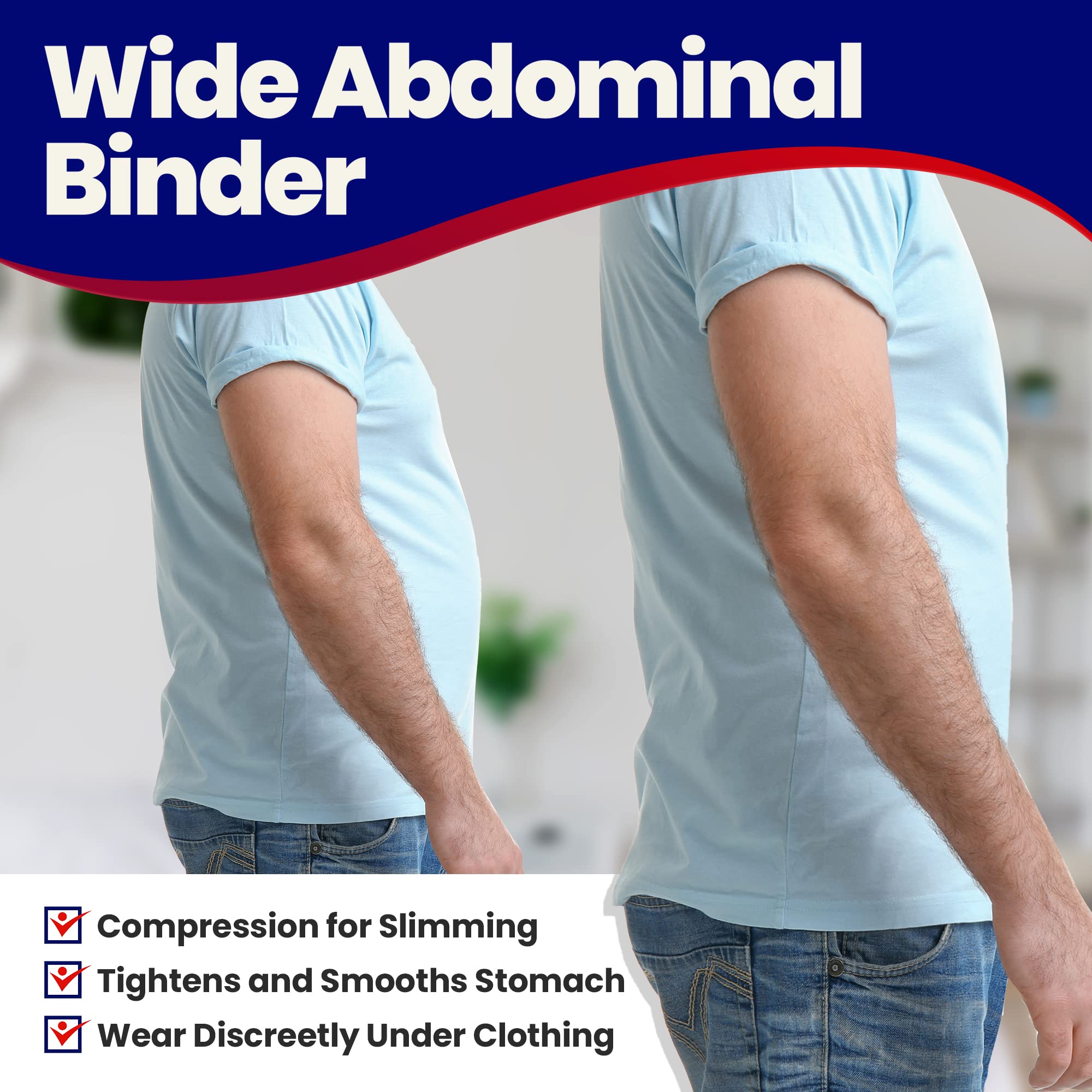 Plus Size Abdominal Binder Post Surgery Tummy Tuck | Postpartum Belly Band Wrap | Post C Section Belly Binder | Stomach Compression Hernia Belt For Men or Women After Pregnancy, Hysterectomy (XXL/3XL)