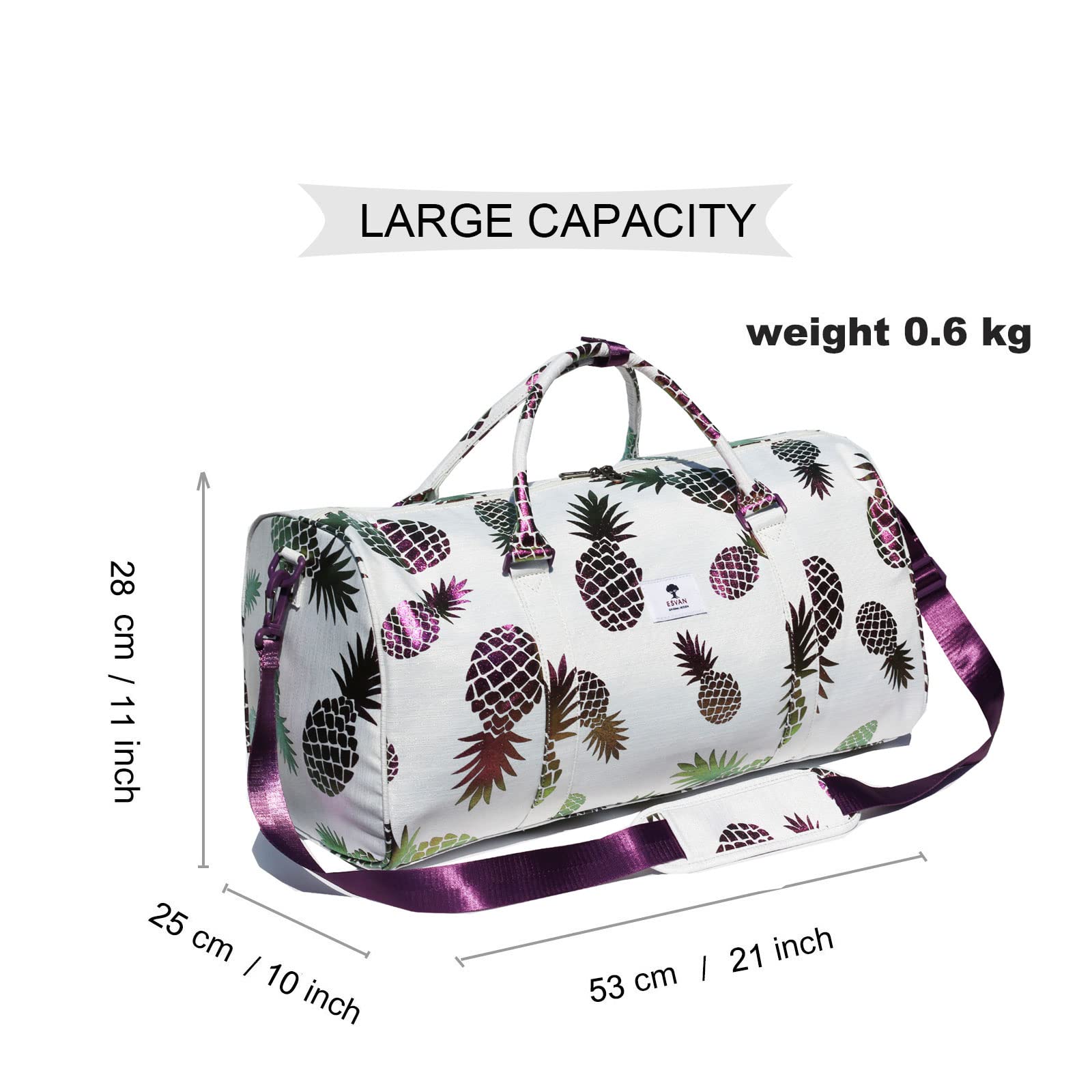 Original Floral Water Resistant Duffel Bag Gym bag Weekender Travel Bag for Gym Beach Daily Bags