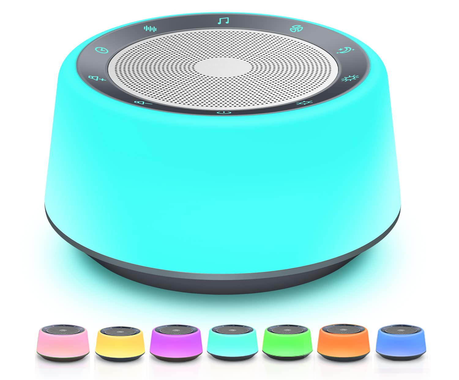White Noise Machine, Sleep Sound Machine with 30 Soothing Sounds, 7 Color Baby Night Lights, Full Touch Control, Timer and Memory Features, Plug in, Sound Machine for Baby, Adults