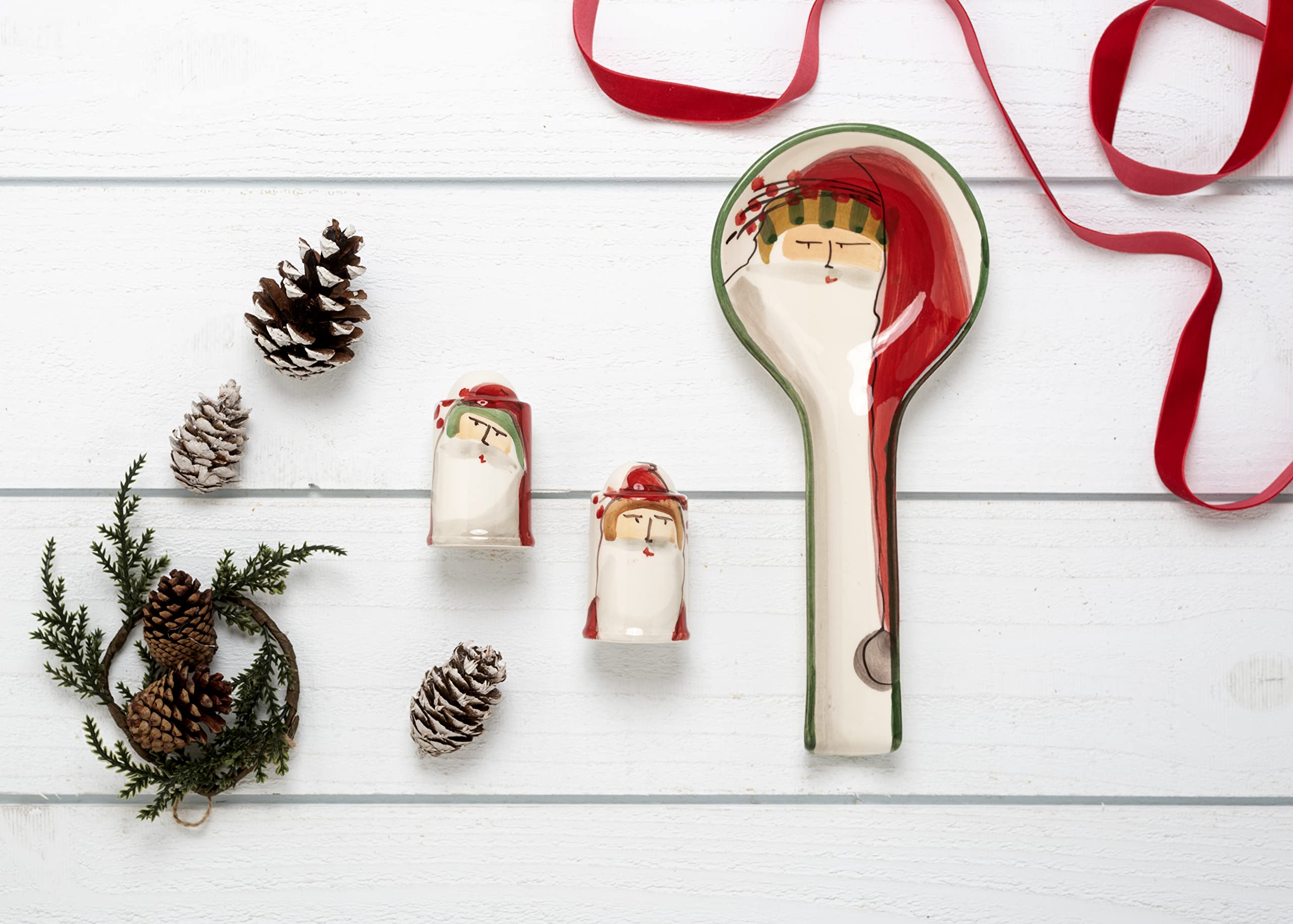 Vietri Old St. Nick Spoon Rest, 10.5" Ceramic Cooking/Serving Utensil Tray, Stove/Counter Decor