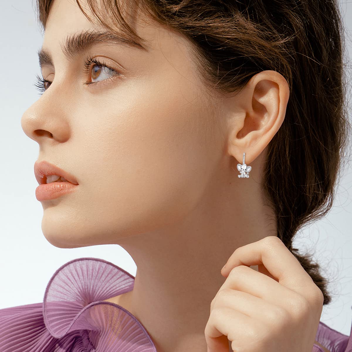 Sterling Silver Elephant Hoop Earrings Elephant Gifts Elephant Jewelry for Women Hypoallergenic Earrings