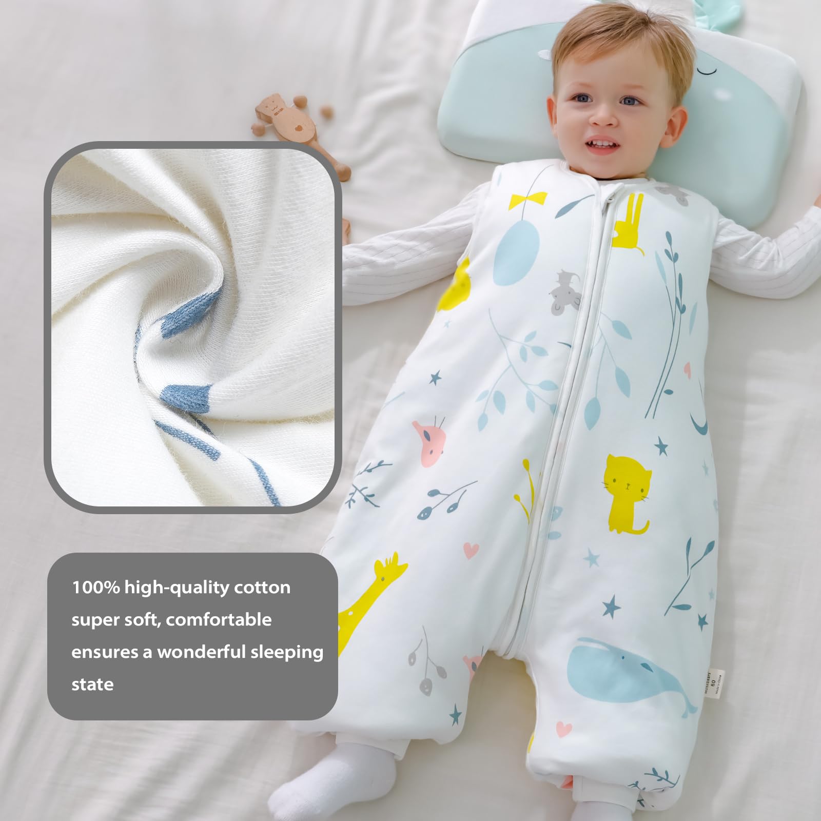 Mosebears Baby Sleep Sack with Feet,Baby Winter Sleep Sack for Toddler Thicken 2.5 TOG (18-36 Months, Baby height 34-38 inches)