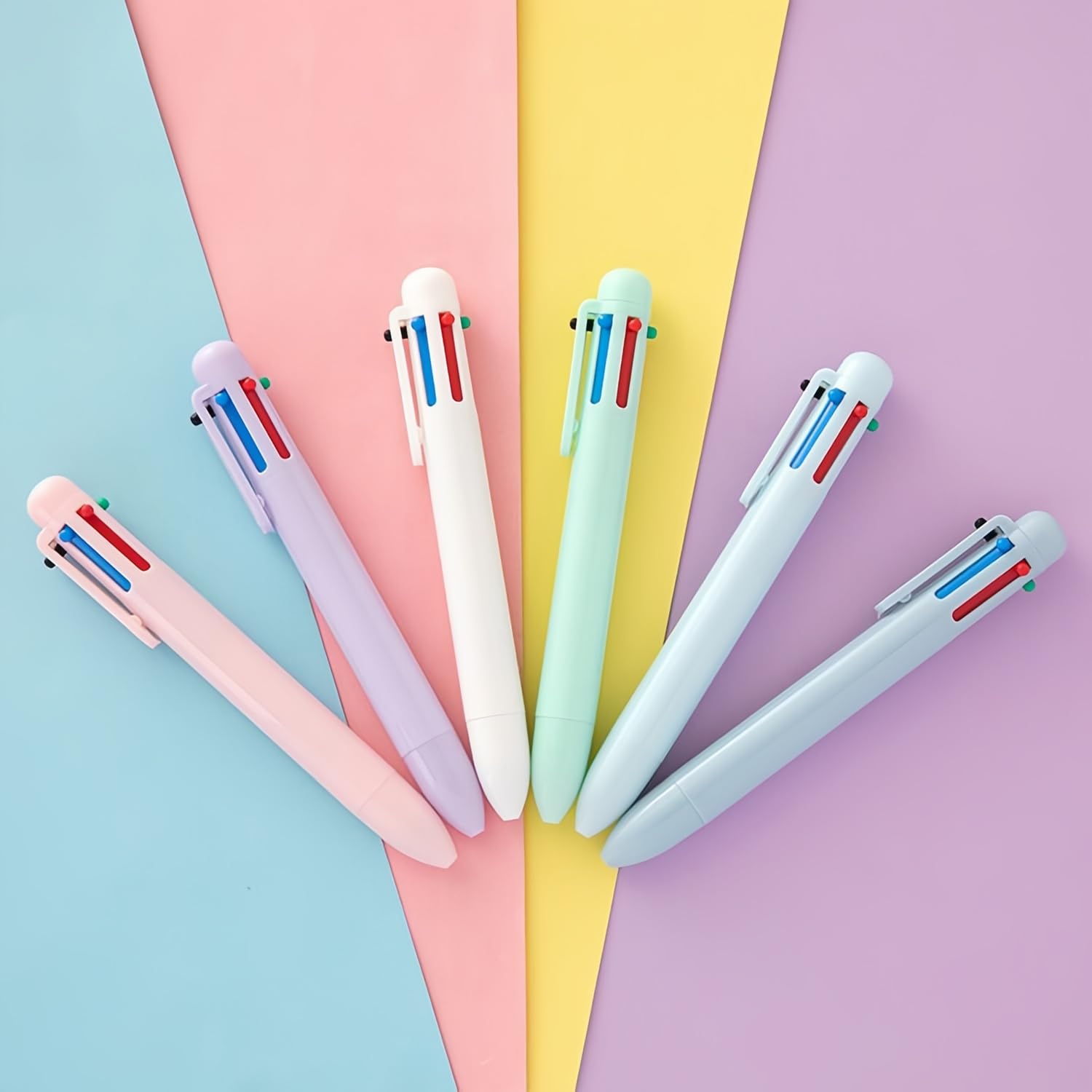 Multi color pen Macron 6-Pack Versatile 6-Color Ballpoint Pens - Smooth Writing and No Bleeding, Perfect for Journaling and Creative Tasks (6-Pack Ballpoint Pens)
