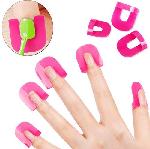 ONWON 26 Pcs (10 Sizes) Reusable Soft Plastic Nail Polish Stencil,Spill Proof Manicure Protector Tools