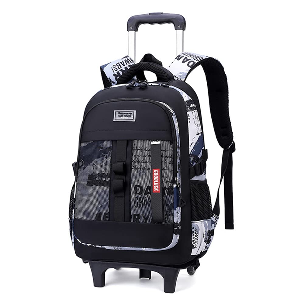Mildame Boys Rolling Backpack Kids Luggage Bookbag with Wheels Elementary Wheeled Schoolbag Trolley Bag for Teens