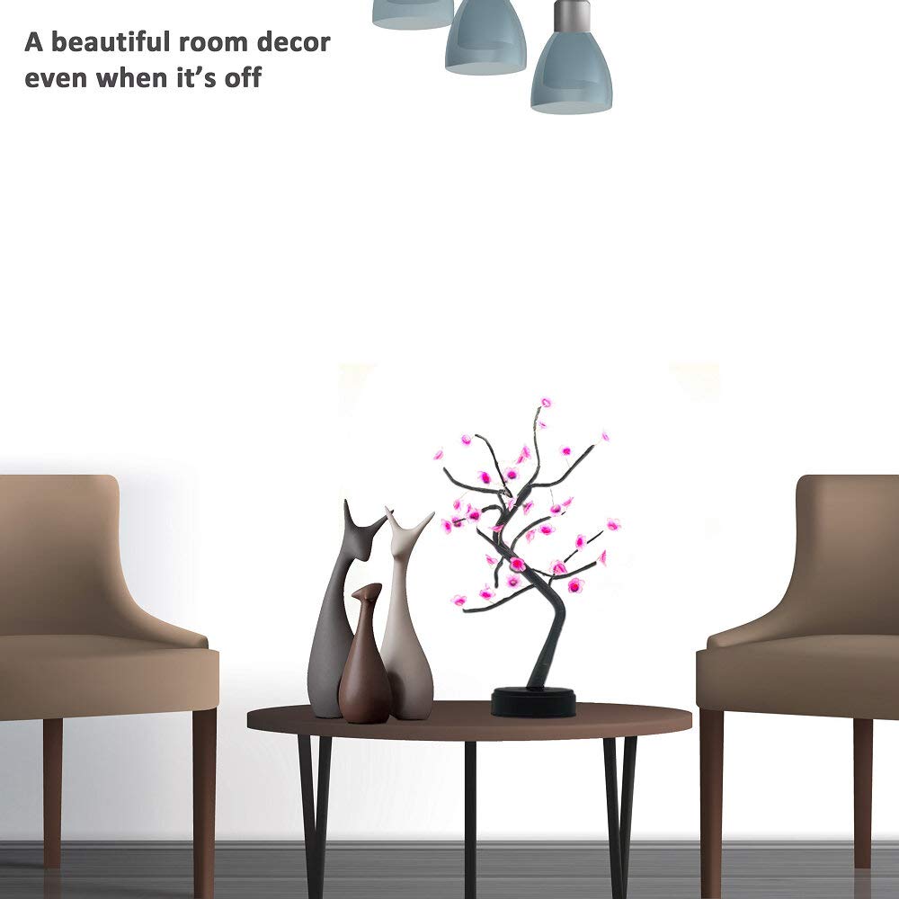 OTAVILEM Bonsai Tree Light, Tree Lamps for Living Room, Cute Night Light for House Decor, Good for Gifts, Home Decorations, Weddings, Christmas and More (Pink Cherry Blossom, 36 LED)