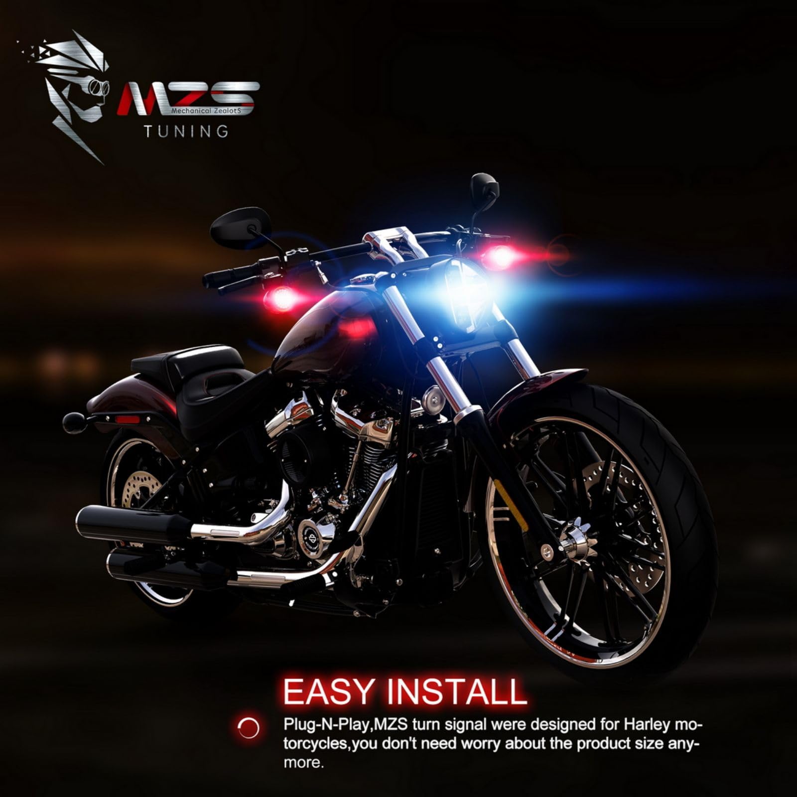 MZS 1157 Turn Signal LED Bulb Running Light Kit, Red Upgraded LED Beads 2" Bullet Style w/Dual Color Front or Rear Compatible For Most Family Motorcycles - Pack of 2