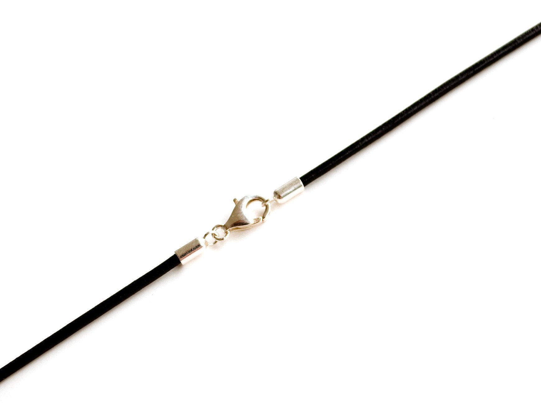 Moneta 18 inch Black Genuine Greek Leather Cord Necklace, Sterling Silver Clasp, Lifetime Warranty