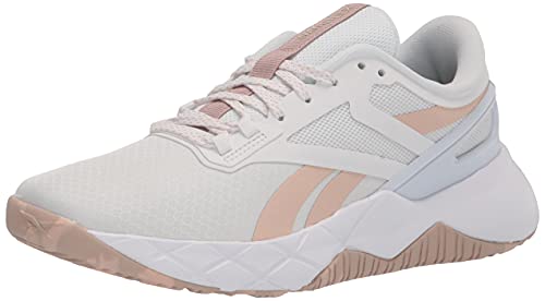 Reebok womens Nanoflex Cross Trainer, White/Soft Ecru/Rose Gold, 8.5 US