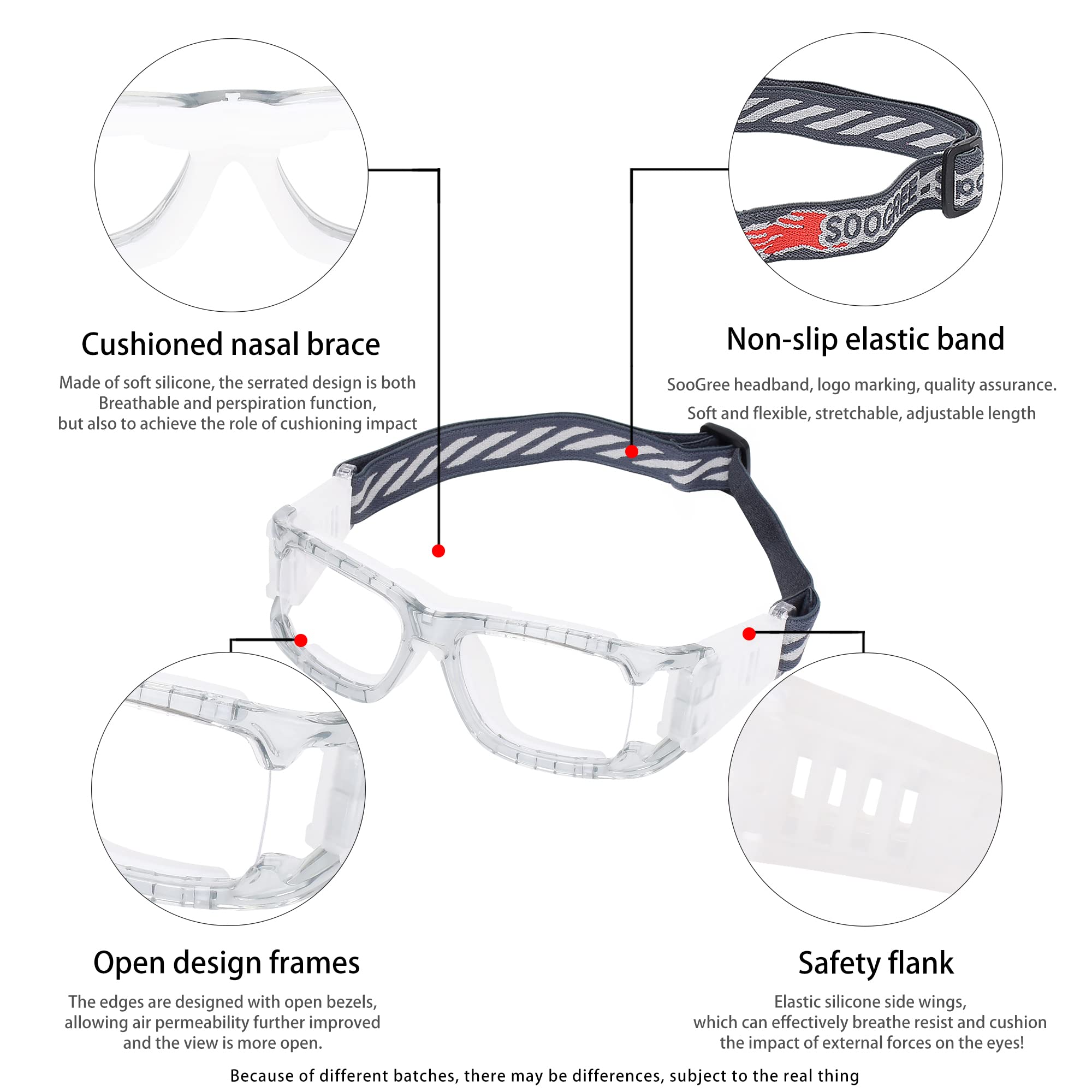 SooGree Sports Goggles Glasses Men Racquetball Basketball Football Eyewear Protective Glasses Shock Collision Lens Replaceable