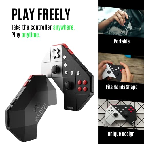 PB TAILS CHOC Portable Android Gaming Controller | Wireless Bluetooth Game Controller for Nintendo Switch, PC, STEAM | Retro Controller Gift Idea | Turbo-Mode, Motion Control, Vibration | Black/Silver