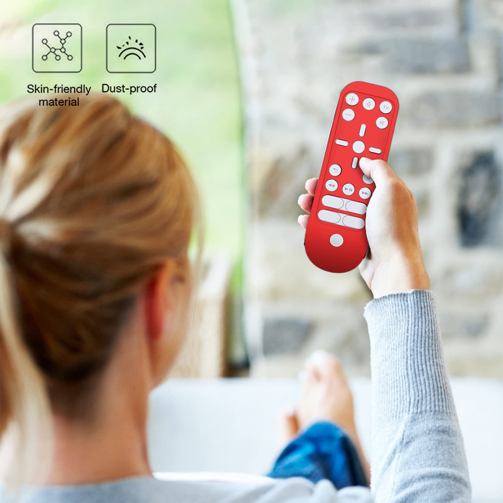 Seltureone Compatible for PlayStation 5 Media Remote Cover, Overall Full Body Silicone Protective Case Sleeve for PS5 Remote Control, Shock Absorption Washable, Red