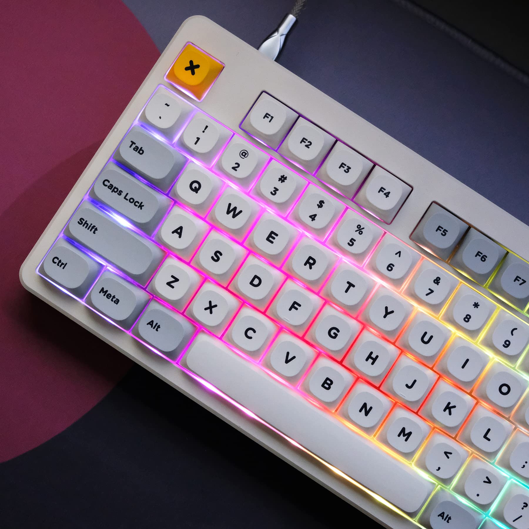 UniCusMech Custom PBT Dye Sublimation MA Profile 125 Keys Small Full Keycaps Compatible with 61/68/87/104/980 Mechanical Keyboards(Heavy Industry)