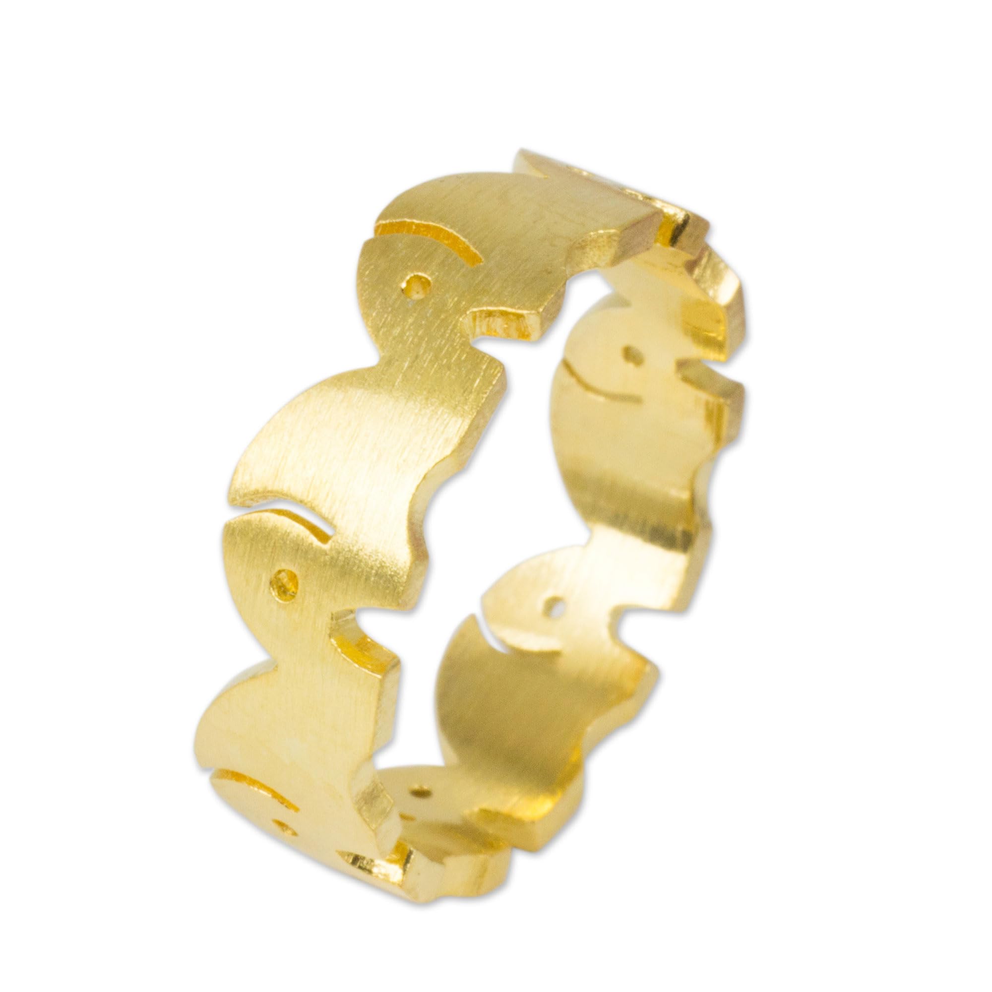 NOVICA Artisan Handcrafted .925 Sterling Silver 24k Gold Vermeil Band Ring Elephant Thailand Plated Animal Themed 'Pachyderm Party'