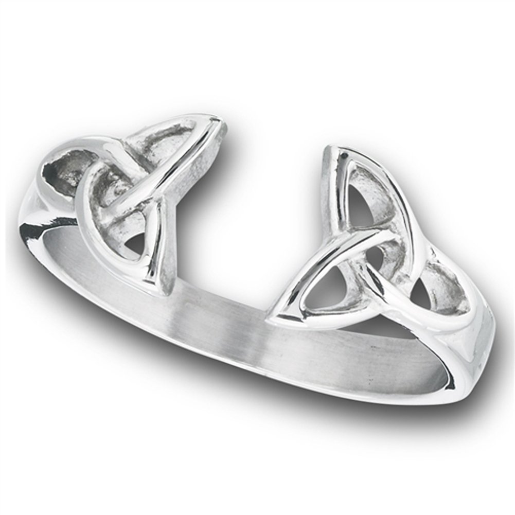 Open Celtic Triquetra Knot Thumb Ring New Stainless Steel Band Size 6