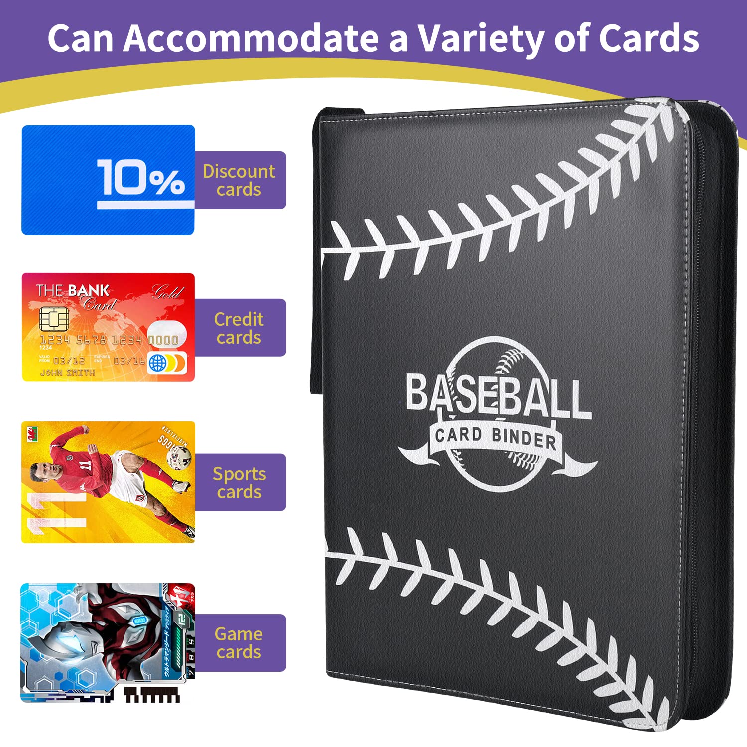 XQ XIAO QIAO 9 Pocket Card Binder, 720 Pockets, Metal