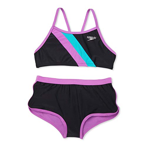 Speedo Girl's Swimsuit Two Piece Bikini Boy Short Set