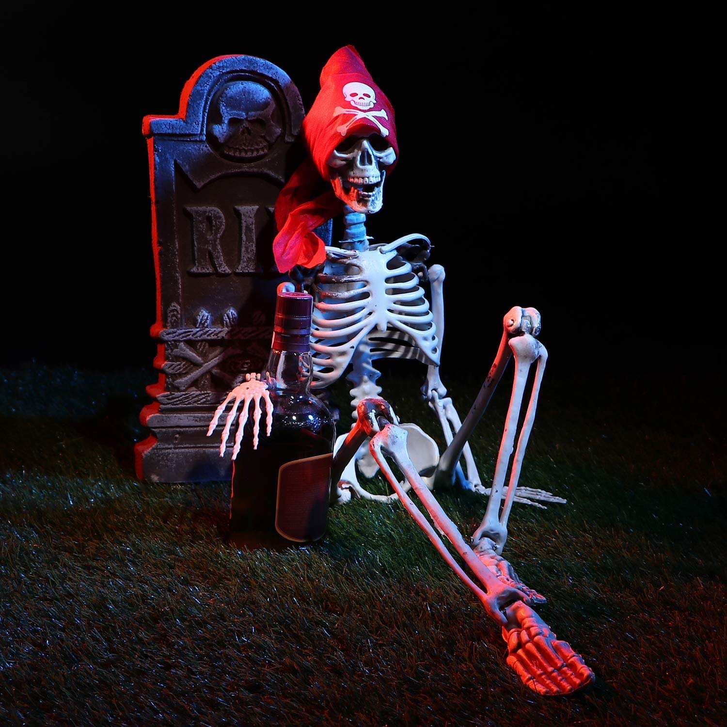 Sizonjoy 35" Posable Halloween Skeleton, Full Body Joints Plastic Skeleton with Movable/Posable Joints,Perfect for Halloween Haunted House Props Decorations Outdoor